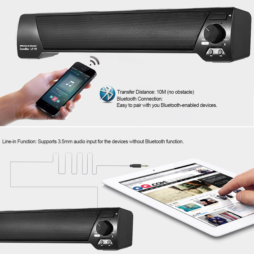 Buy Soundbar LP-09 Wireless Bluetooth Subwoofer Speaker for iPad ...